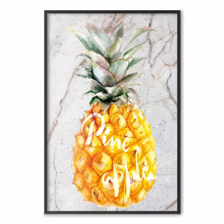 Poster mural Ananas sur béton - composition avec fruit tropical et ...