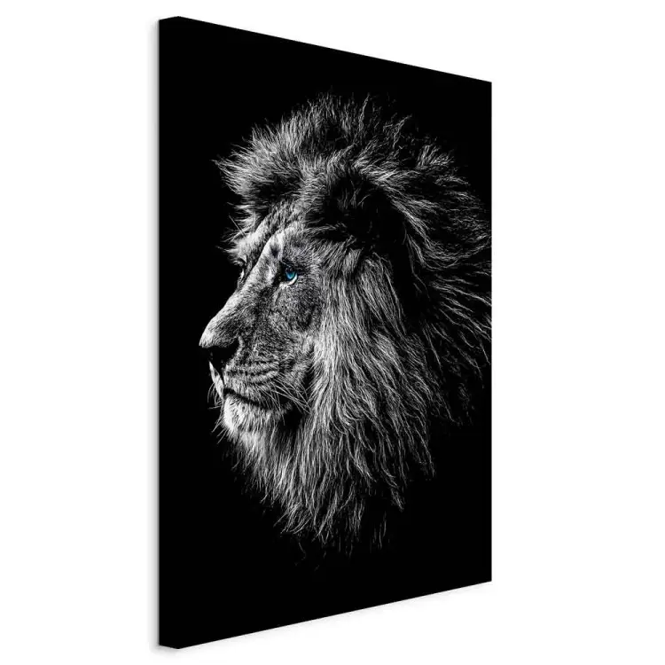 Cadre déco Lion aux yeux bleus vertical - bimago.fr