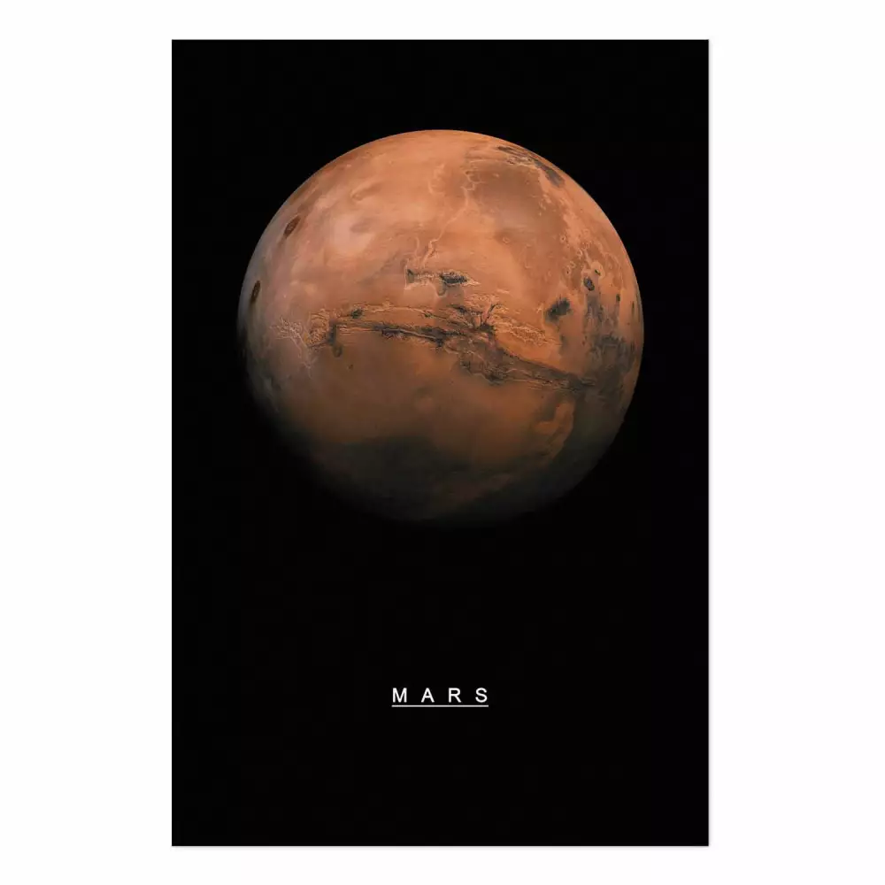 Affiche Mars - inscription anglaise et planète rouge sur fond cosmique ...
