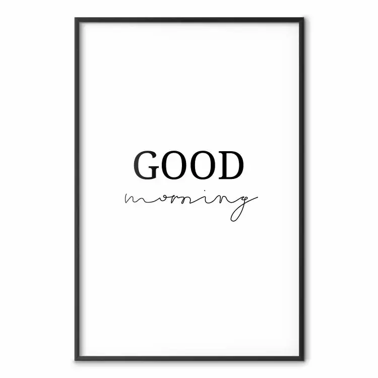 Affiche Bonjour - phrase positive minimaliste sur fond blanc - bimago.fr