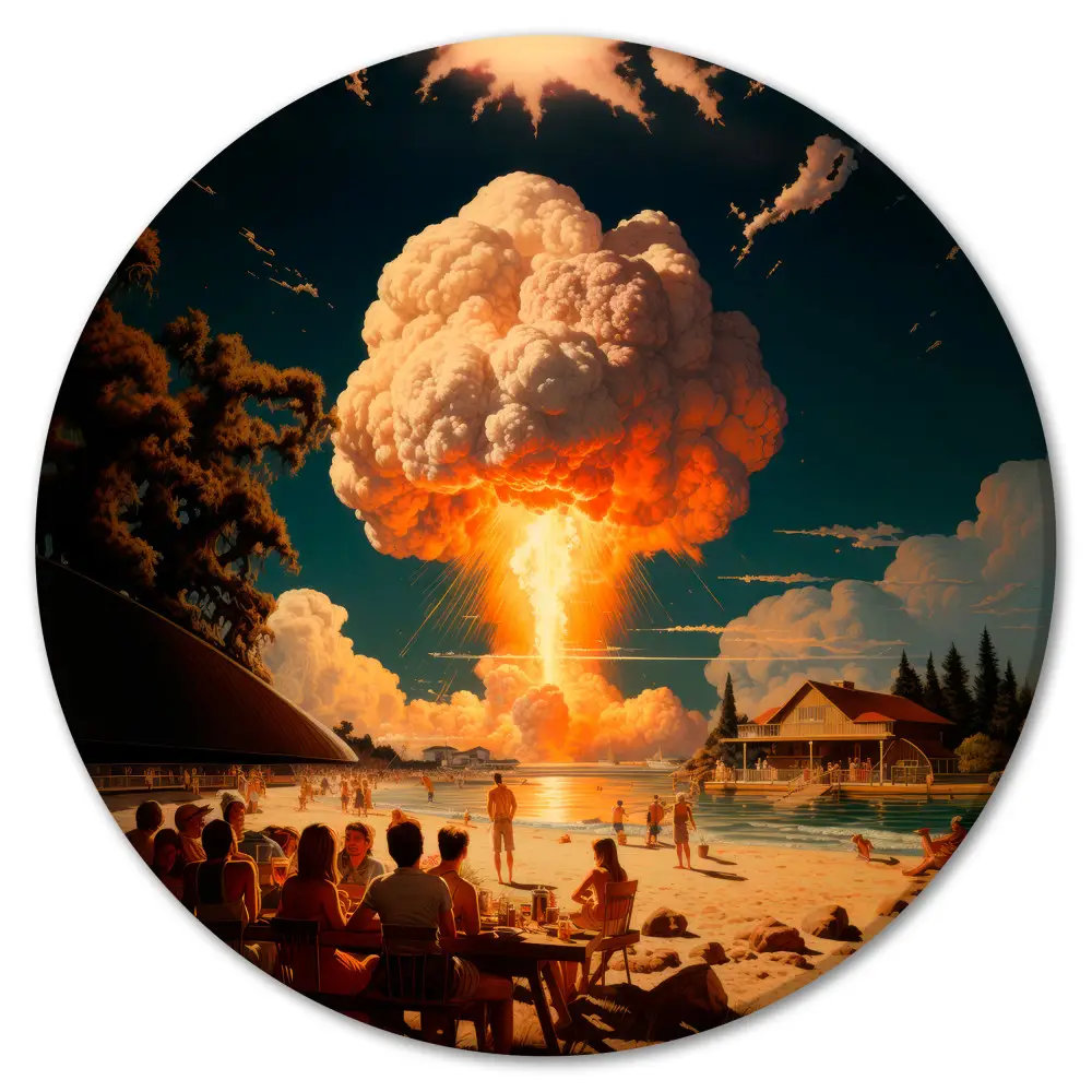 Déco murale ronde Belle catastrophe - station balnéaire explosion ...