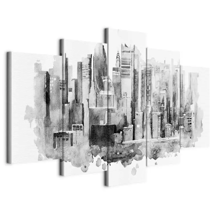 Tableau design Paysage monochrome - architecture urbaine peinte à l ...