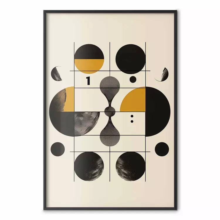 Affiche Inspiré Bauhaus - cercles géométriques et lignes en noir et ...