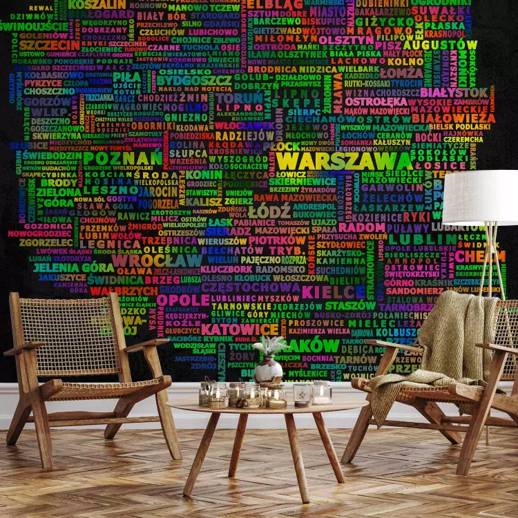 Papier peint design Carte de Pologne - bimago.fr