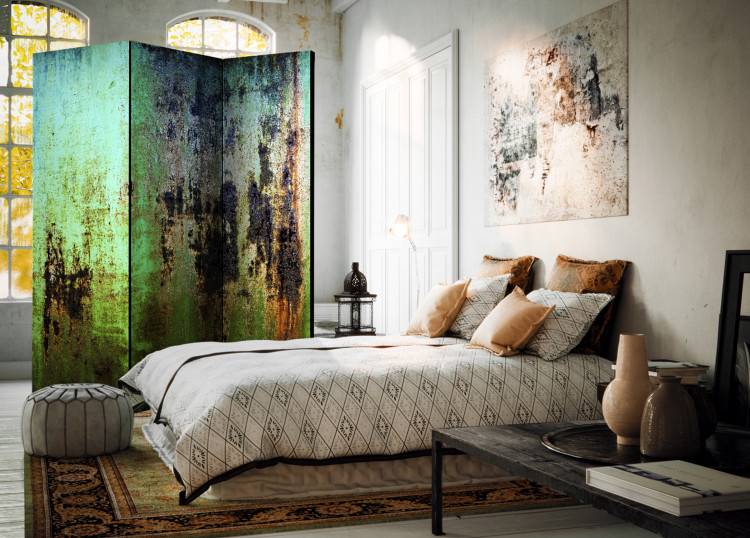 Paravent Énigme émeraude - texture métallique de vert clair - Paravents